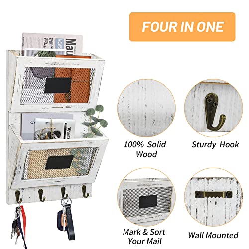 Mail Holder for Wall with Key Hook, Mail Organizer Wall Mount with Key Holder, Hanging Mail Organizer Wall, Key and Mail Holder for Wall Organizers and Storage