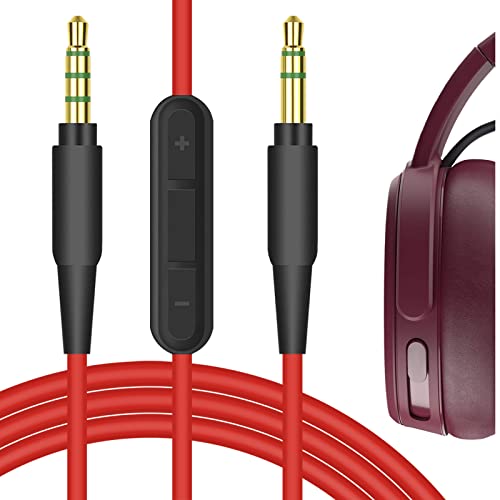 Geekria QuickFit Audio Cable with Mic Compatible with Skullcandy Hesh Evo, Crusher Evo, Crusher Wireless, Cassette, Cable, 3.5mm Aux Replacement Stereo Cord with Inline Microphone (6 ft/1.7 m)