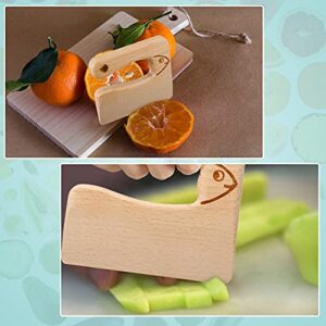 Sosation 2 Pieces Wooden Kids Knife for Cooking, Children's Safe Knives Wooden Kids Knife for Cooking and Cutting Veggies Fruits, Cute Fish and Crocodile Shape Kitchen Tool for 2-10 Years Old Kid