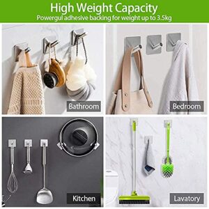 Adhesive Hooks Heavy Duty Stick on Hooks Wall Hangers Waterproof Stainless Steel Towel Hanger Holder Sticky Hooks for Robes, Towels, Clothes, Bags, Keys, Hats.5 Packs