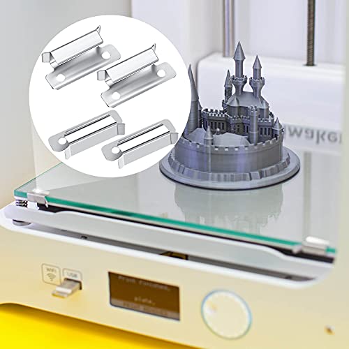 Hotop 16 Pieces Bed Clips Clamp Compatible with Ender 3 Pro, Ender 3 V2, Ender 3S, Ender 5 Pro, CR-20 PRO, CR-10S Pro and Other Creality 3D Printer, Stainless Steel Silver