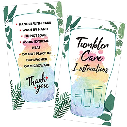 200 Pieces Tumbler Care Instructions Cards Cup Mug Care Instructions 3.5 x 2 Inch Packaging Customer Direction Card for Tumbler, Cup, Mug Small Business Online Shop Owner