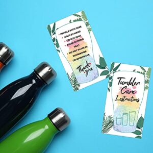 200 Pieces Tumbler Care Instructions Cards Cup Mug Care Instructions 3.5 x 2 Inch Packaging Customer Direction Card for Tumbler, Cup, Mug Small Business Online Shop Owner