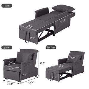 SAMERY Convertible Chair Bed 3-in-1, Sleeper Chair Bed Pull Out Sleeper Chair Bed Modern Sofa Bed Adjustable Backrest Sleeper Couch Bed for Living Room/Small Apartment (Grey 3-in-1)