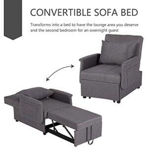 SAMERY Convertible Chair Bed 3-in-1, Sleeper Chair Bed Pull Out Sleeper Chair Bed Modern Sofa Bed Adjustable Backrest Sleeper Couch Bed for Living Room/Small Apartment (Grey 3-in-1)