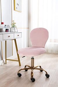 porthos home evie office chair with soft velvet upholstery, stylish golden metal legs with roller wheels and adjustable height, sleek armless design for the cozy home studio and small office