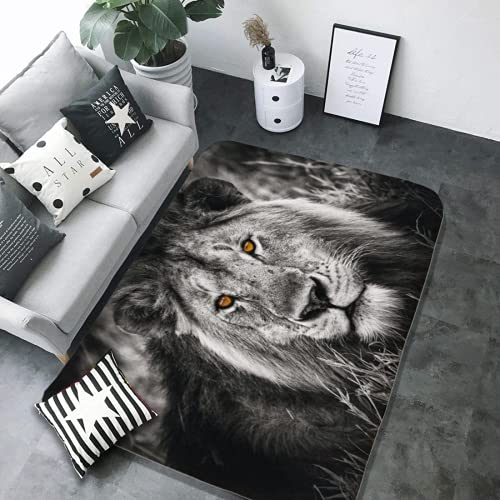 XYHH Area Rug Black and White Gray Lion Head for Living Room Dining Room Bedroom playroom Parent-Child Game mat Study Office Room Decor lz Gray,white 39x60in