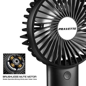 PRAVETTE Personal Handheld Fan, Portable Mini Handheld Fan with 4000mAH Rechargeable Batteries, 8-18 Hours Working Time