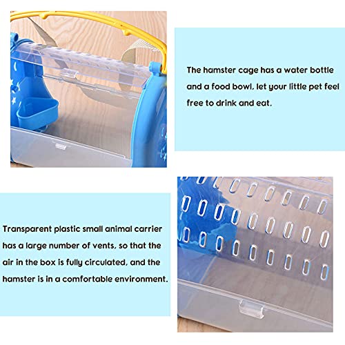 Tfwadmx Hamster Travel Carrier Portable Cages with Water Bottle Gerbil Transparent Travel Carry Case Outdoor Vacation House for Miniature Rabbit,Chinchilla and Other Small Rodents