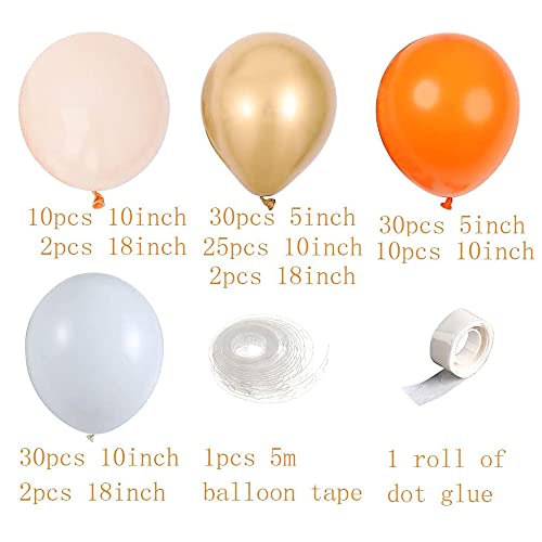 141Pcs Orange and Gold Balloon Garland Arch Kit-Cream White Orange Gold Balloons for Wedding Decoration Baby Shower Decorations Birthday Party Decoration