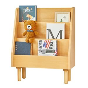 storage newspaper baskets wooden bookshelf yellow picture book rack floor kindergarten multi-layer classification display rack newspaper rack (color : yellow, size : 4523.574cm)