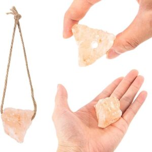 4 Pack Himalayan Small Pets Lick Salt Block on Rope- Natural Small Animal Mineral Salt Chew Toys with Rope, Small Pet Chew Treat Supplies for Guinea Pig Rabbits Bunny Ferrets