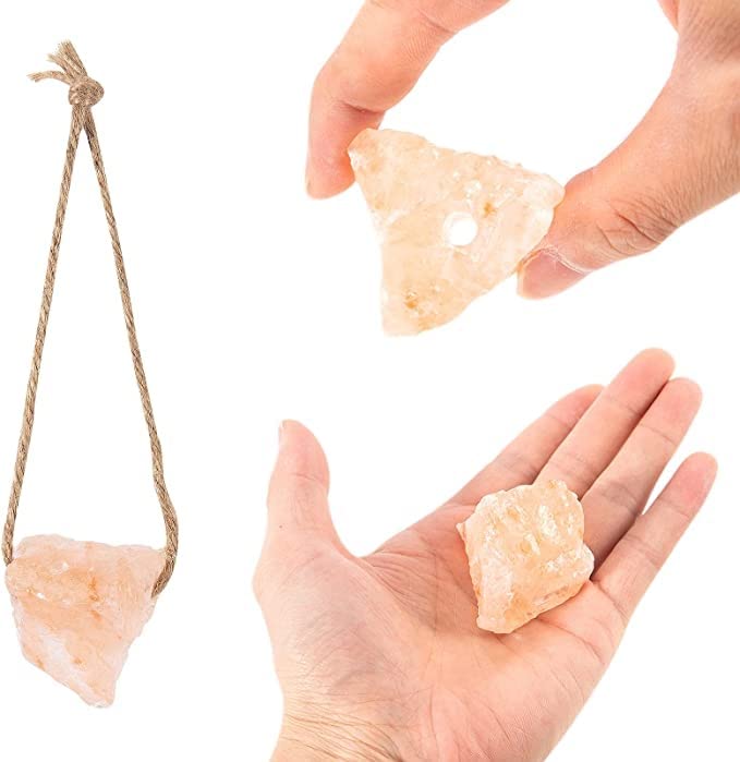 4 Pack Himalayan Small Pets Lick Salt Block on Rope- Natural Small Animal Mineral Salt Chew Toys with Rope, Small Pet Chew Treat Supplies for Guinea Pig Rabbits Bunny Ferrets