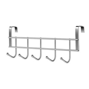 wobekuy over the door 5 hooks home bathroom organizer rack clothes coat hat towel hanger steel