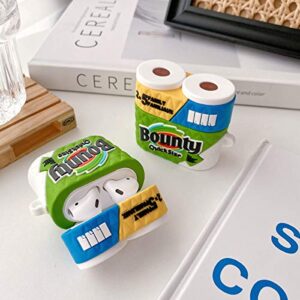 Peekdook for Air pod PRO Case Soft Silicone Bounty Tissue Cute Cartoon Funny Cover Fashion Protective Skin Accessory Keychain Girl Teen Compatible Box with Air pod PRO(PRO/3 Bounty Tissue)