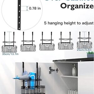 Hair Tool Organizer, ULG Hair Dryer Holder Over Cabinet or Wall Mount, Bathroom Organizer Under Sink with 5 Adjustable Heights and 3 Compartments for Hair Dryer, Curling Wand, Hair Straightener(Black)