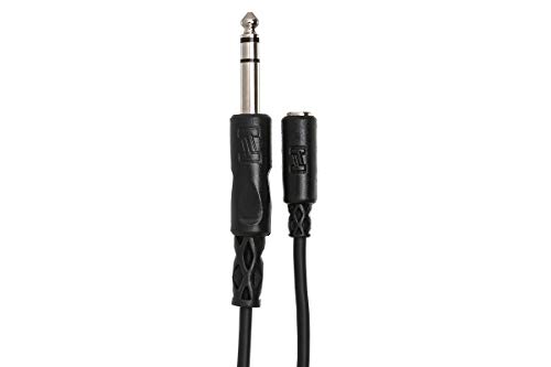 HOSA MHE-310 3.5 mm TRS(Female) to 1/4" TRS(Male) Headphone Adaptor Cable, 10 Feet Black & Hosa CMP-159 3.5 mm TRS to Dual 1/4" TS Stereo Breakout Cable, 10 Feet, Black, 1-Pack