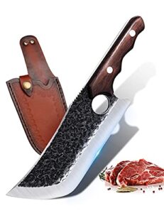 drgskl hand forged meat cleaver knife butcher knife for meat cutting full tang chef knife with belt sheath and gift box high carbon steel knife for kitchen or camping thanksgiving christmas gift