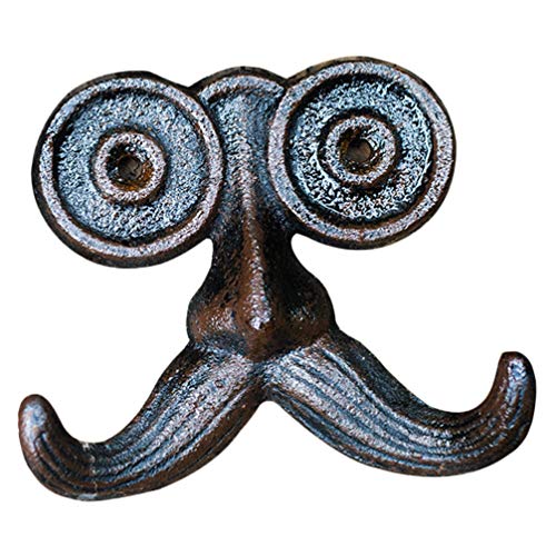 Hemoton Decorative Wall Hook Mustache Made of Cast Iron Decorative Key Hook or Wall Mounted Coat Hanger Double Coat Holder for Keys Coats