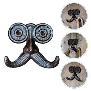 Hemoton Decorative Wall Hook Mustache Made of Cast Iron Decorative Key Hook or Wall Mounted Coat Hanger Double Coat Holder for Keys Coats