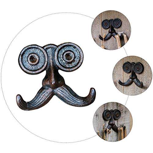 Hemoton Decorative Wall Hook Mustache Made of Cast Iron Decorative Key Hook or Wall Mounted Coat Hanger Double Coat Holder for Keys Coats