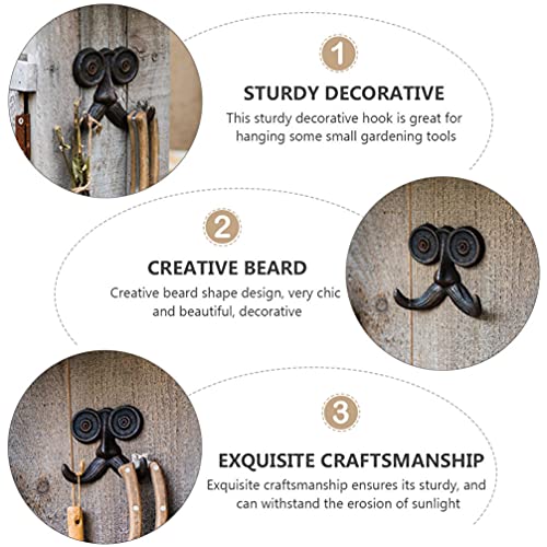 Hemoton Decorative Wall Hook Mustache Made of Cast Iron Decorative Key Hook or Wall Mounted Coat Hanger Double Coat Holder for Keys Coats