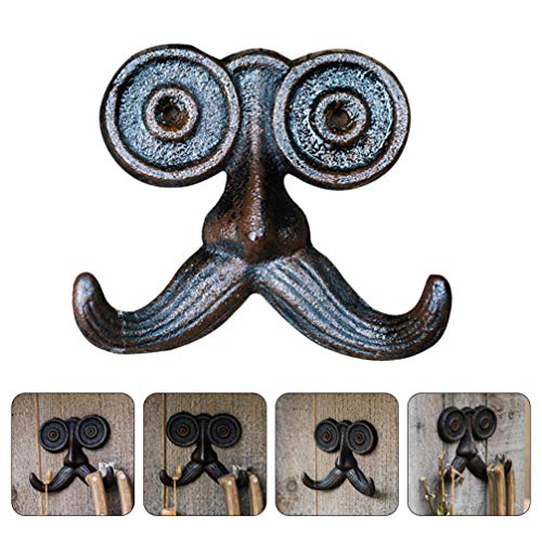 Hemoton Decorative Wall Hook Mustache Made of Cast Iron Decorative Key Hook or Wall Mounted Coat Hanger Double Coat Holder for Keys Coats