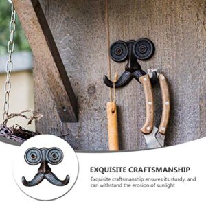 Hemoton Decorative Wall Hook Mustache Made of Cast Iron Decorative Key Hook or Wall Mounted Coat Hanger Double Coat Holder for Keys Coats