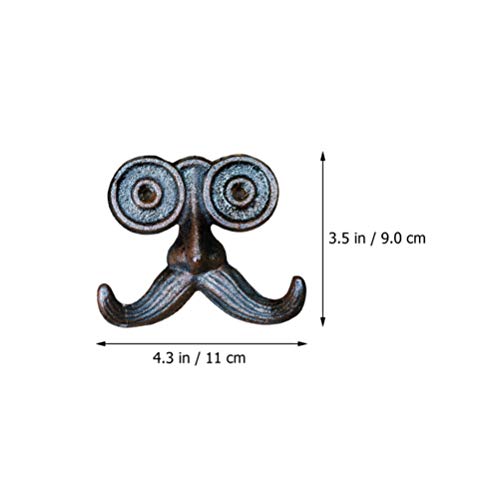 Hemoton Decorative Wall Hook Mustache Made of Cast Iron Decorative Key Hook or Wall Mounted Coat Hanger Double Coat Holder for Keys Coats