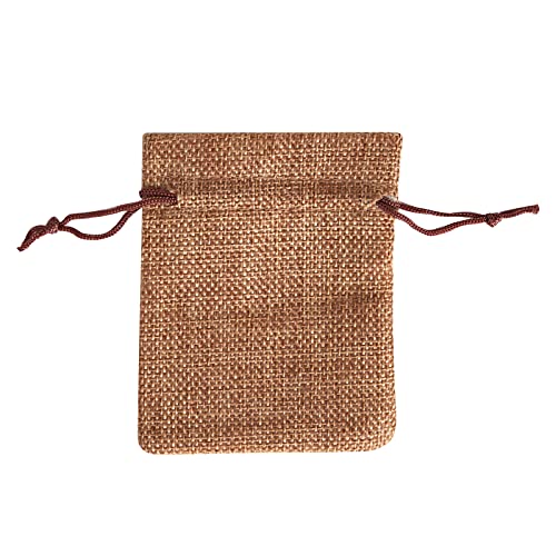 Tendwarm 20 Pcs 3x4 Inch Linen Burlap Bags with Drawstring Reusable Jewelry Pouches Craft Gift Bags for Christmas