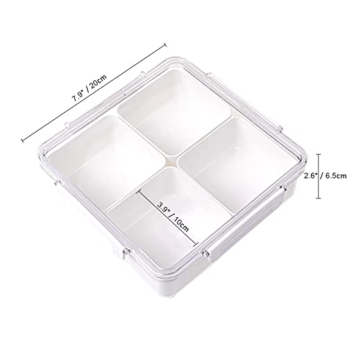 Shopwithgreen Divided Serving Tray with Lid, Removable Divided Platter Food Storage Containers with 4 Compartment for Christmas Party, Veggies, Snack, Fruit, Nuts, Candy, Cracker, Chip