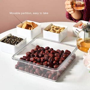 Shopwithgreen Divided Serving Tray with Lid, Removable Divided Platter Food Storage Containers with 4 Compartment for Christmas Party, Veggies, Snack, Fruit, Nuts, Candy, Cracker, Chip