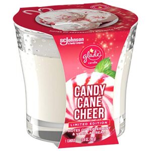 Glade Jar Candles, Fragrance Candles Infused with Essential Oils, Air Freshener Candles, 3.4 Oz; Multiple Scents Available! (Candy Cane Cheer, 1 Wick)