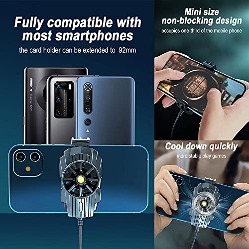 Active Cooling Fan Mobile Phone Radiator for Playing Games Watching Videos Cooler Controller Compatible for Universal iPhone/Android Smartphone