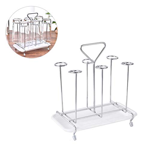 Hemoton Iron Glass Cups Draining Holder Coffee Mugs Hanging Stand Rack Drying Shelf Kitchen Organizer