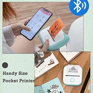 Memoqueen Pocket Sticker Printer T02 Thermal Photo Printer, Sticker Maker Machine for Photos, Diaries, Memos, Study Notes, Work Plans,Wireless Receipt Printer Compatible with iOS & Android, Green