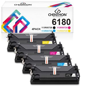 chenphon compatible 6180 toner cartridge replacement for xerox phaser 6180 6180n 6180dn 6180mfp-d 6180mfp-n printer for xerox 113r00726 113r00723 113r00724 113r00725 [kcmy-4pack]