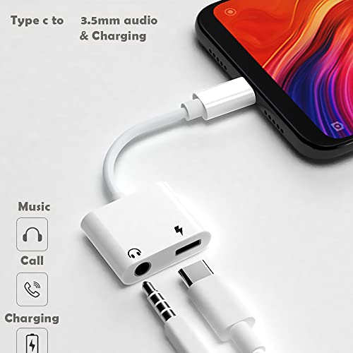 2-Pack USB-C to 3.5mm Headphone Adapter with 30W PD Fast Charging - Compatible with Samsung Galaxy S22/S21/S20 Ultra, Note10, Google Pixel 7/6/5/4/3, MacBook, iPad Pro & More