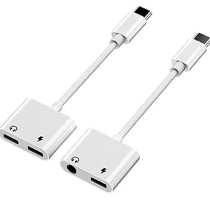 2-Pack USB-C to 3.5mm Headphone Adapter with 30W PD Fast Charging - Compatible with Samsung Galaxy S22/S21/S20 Ultra, Note10, Google Pixel 7/6/5/4/3, MacBook, iPad Pro & More