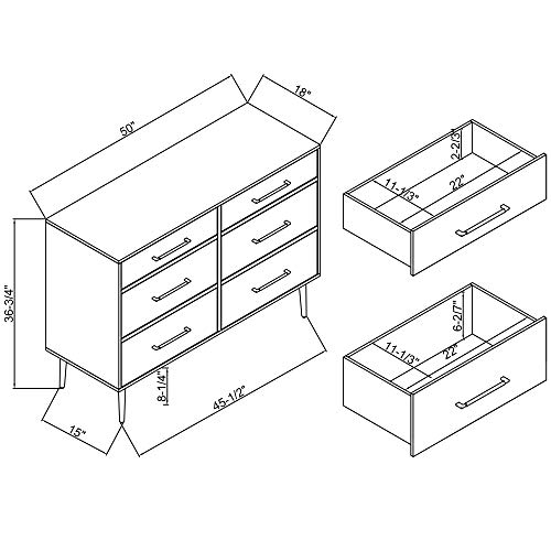 Linon Lennon White Six Drawer Dresser