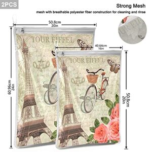 Paris Vintage Eiffel Tower Laundry Mesh Bag Delicates Lingerie Laundry Wash Bag Heavy Duty with Zipper Laundry Sock Bag for Packing Travelling Washing