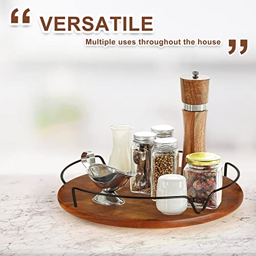 simesove Lazy Susan Turntable 10inch Spinning Spice Rack Holder Kitchen Cabinet Counter Top Organizer 360 Degree Turntable Turning Table (Walnut, 10" (1 Tier))