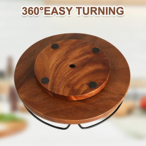 simesove Lazy Susan Turntable 10inch Spinning Spice Rack Holder Kitchen Cabinet Counter Top Organizer 360 Degree Turntable Turning Table (Walnut, 10" (1 Tier))