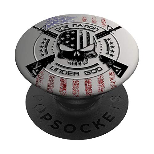 Patriotic USA Warrior One Nation Military Flag Skull PopSockets Swappable PopGrip