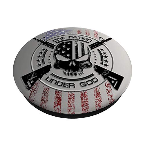 Patriotic USA Warrior One Nation Military Flag Skull PopSockets Swappable PopGrip