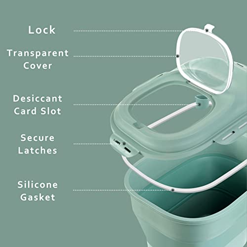 Collapsible Dog Food Storage Container, 30 Lb Pet Cat Pantry Plastic Large Containers Bin with Wheels Airtight Lids Locking Bowl, 50 Lb Kitchen Cereal Flour Sugar Rice Leakproof Sealable Dry Holder