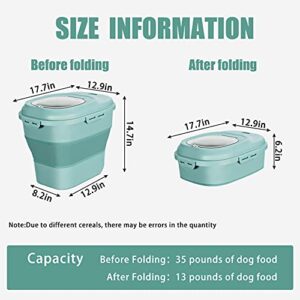 Collapsible Dog Food Storage Container, 30 Lb Pet Cat Pantry Plastic Large Containers Bin with Wheels Airtight Lids Locking Bowl, 50 Lb Kitchen Cereal Flour Sugar Rice Leakproof Sealable Dry Holder