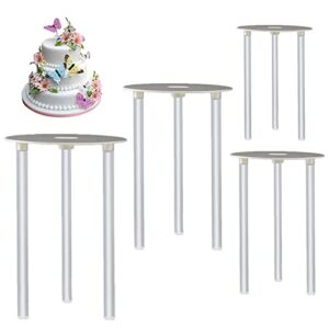 cake tier supports,4 pcs reusable 9/12/16/20cm cake boards and 12 pcs cake dowel rods for tiered cake construction and stacking