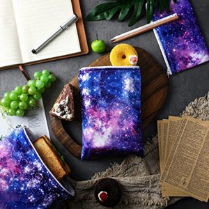 5 Pieces Reusable Sandwich and Snack Bags Safe, Snack Bags with Zipper for Store Preserves, Snacks and Sandwiches, with 2 Large 2 Medium and 1 Small Bags (Galaxy Loop Pattern)