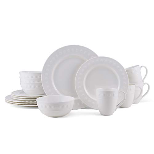 Mikasa Eden Chip Resistant 16-Piece Dinnerware Set, Service For 4, White